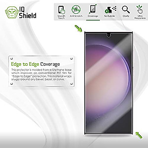 IQShield Screen Protector Compatible with Samsung Galaxy S23 Ultra 5G Works with Fingerprint Scanner (2-Pack) Anti-Bubble Clear TPU Film