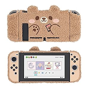 GeekShare Cute Plush Protective Case Cover Compatible with Nintendo Switch and Joy Con- Shock-Absorption and Anti-Scratch - Plush Bear