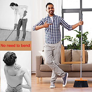 OLLSDIRE Broom and Dustpan Set for Home Upright Dustpan and Broom Combo Set with Long Handle Sweeping Office Kitchen Floor Pet Hair Standing Dust pan Angle Broom Cleaning Supplies Indoor