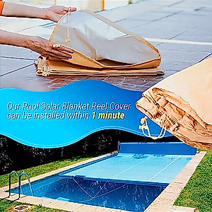 Solar Pool Covers for Inground Pools, Pools Reel up to 18FT, Heavy Duty Waterproof Solar Blanket Cover for Pool