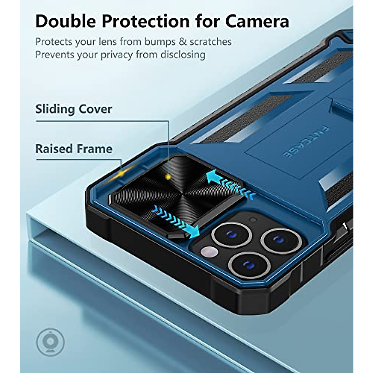 FNTCASE for iPhone 11 Pro-Max Case: Military Grade Drop & Shock Protection Cell Phone Cover with Kickstand & Slide | Rugged Protective Bumper Textured | Heavy Duty Protector(Blue)