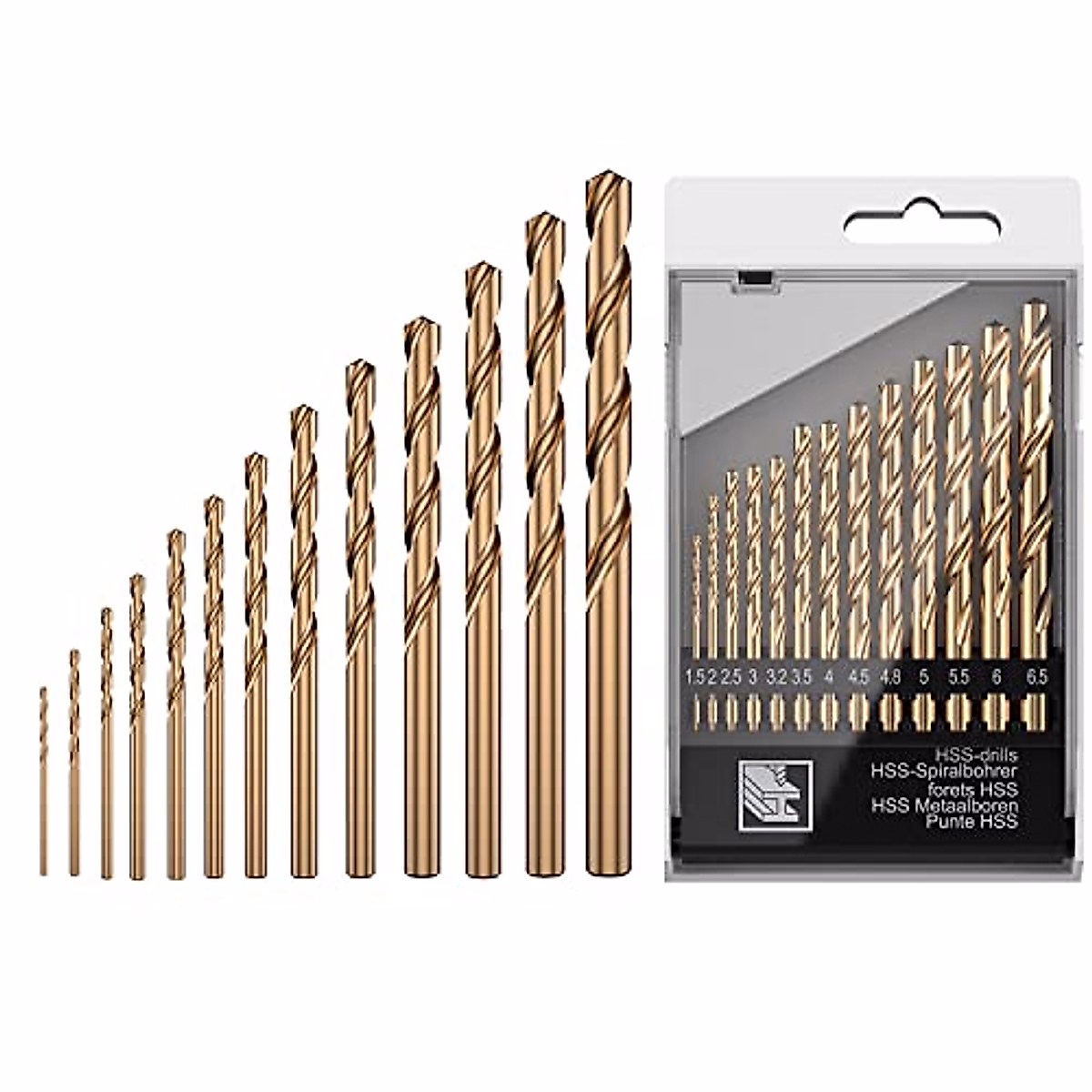 13 PCS Metric M35 Cobalt Steel Twist Drill Bit Set HSS Extremely Heat Resistant with Straight Shank to Cut Through Hard Metals Like A Hot Knife Through Butter,Such as Stainless Steel,Titanium Alloy