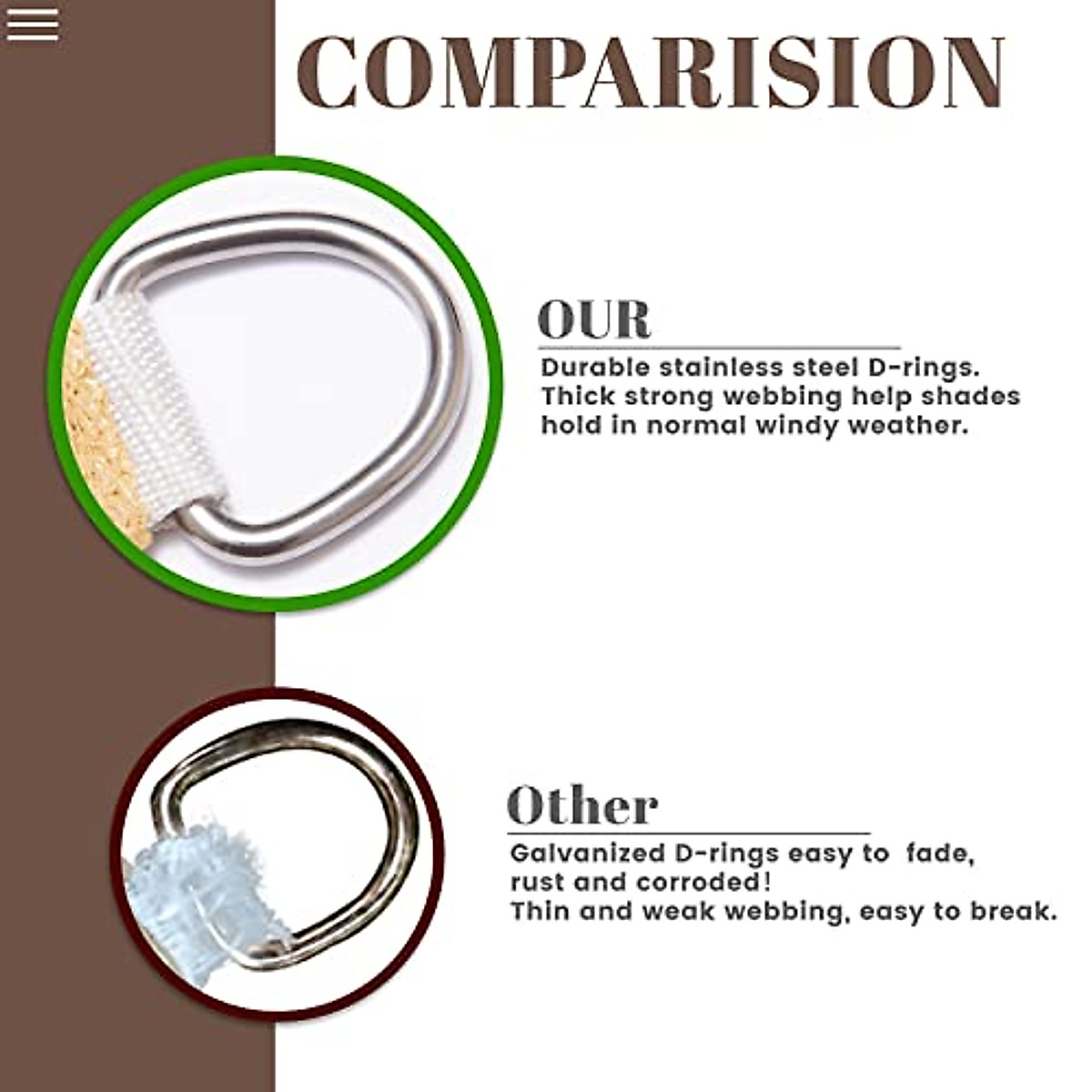 SUNLAX Sun Shade Sail, 6.5'x 9'10'' Brown Rectangle Canopy Shades for Outdoor Patio Pergola Cover Sunshade Sails UV Blocking Canovas Covers