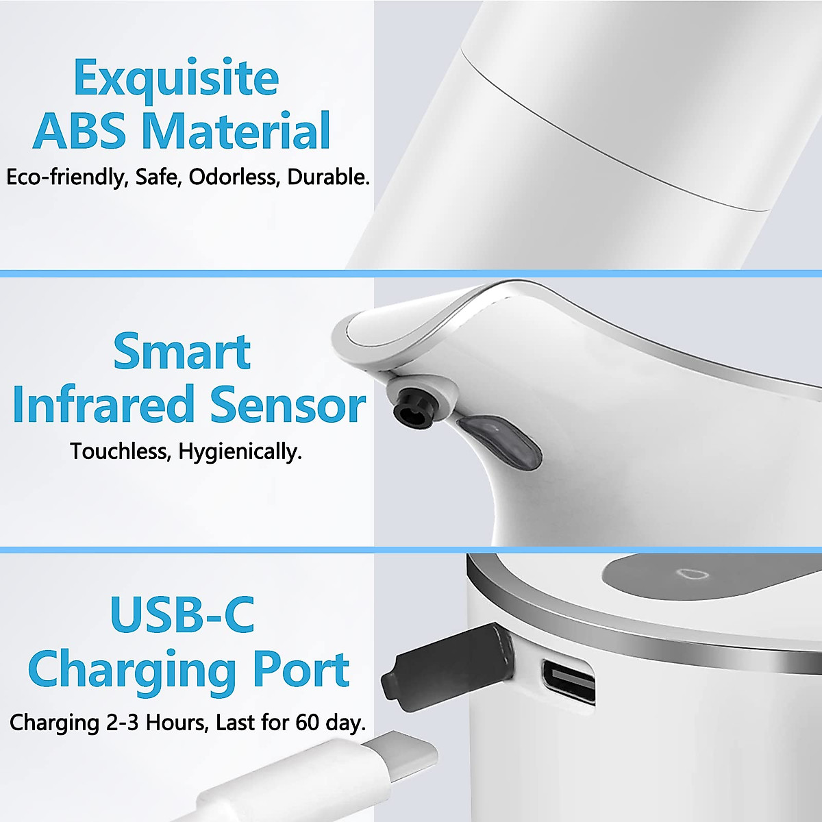 YIKHOM Automatic Liquid Soap Dispenser, 15.37 oz/450mL Soap Dispenser, Touchless Hand Sanitizer Dispenser Electric, Motion Sensor Waterproof Pump for Bathroom Kitchen Dish Soap, USB C Rechargeable