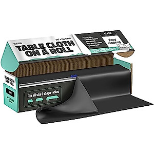 Tablecloth Roll – 54" X 110' Black Premium Plastic Table Cloths with Cutter Box - Cut to Size - Decorative Rectangle Table Cover Smooth Tablecloth - Disposable Tablecloths for Parties, Weddings.