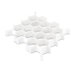 RoomForLife - HoneyComb Drawer Organizer - Snap Together Customizable Set of 8 - Organization for Garments & Small Items in any sized drawer