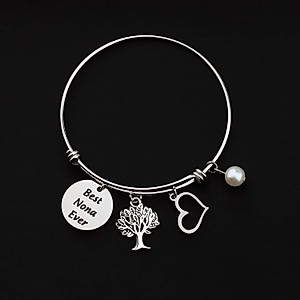 BLEOUK Best Nona Ever Grandma Jewelry Birthday Gift Mother's Day Gift for Grandma Nona (Best Nona Ever)