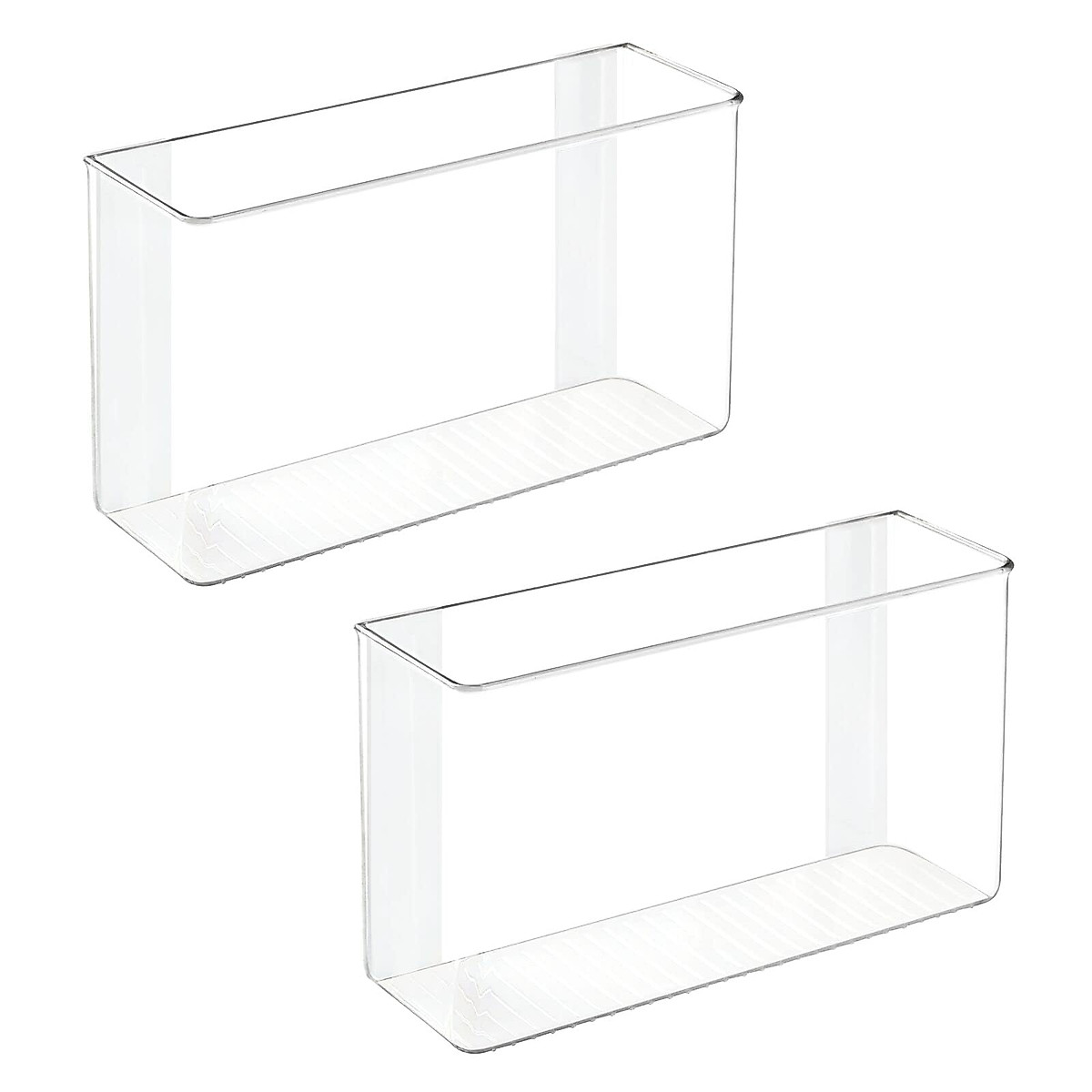 mDesign Plastic Adhesive Mount Storage Organizer Container for Kitchen or Pantry Wall Organization - Space Saving Holder for Sandwich Bags, Foil - 11" Wide - Ligne Collection - 2 Pack - Clear