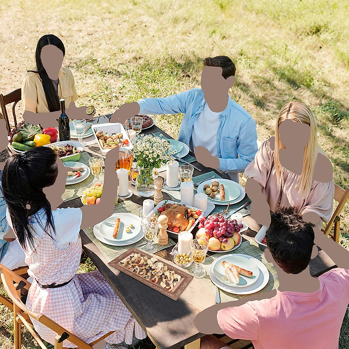 4 (pk) Yumchikel 14" x 7.5" Rose Gold Lace Rim Plastic Serving Trays & Platters | Heavy Duty Disposable Decorative Dessert Tray - Party Platters for Upscale Parties Weddings Brand: Yumchikel