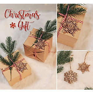 ilauke 12pcs Wooden Snowflakes Decorations 3 inch Christmas Ornaments Wood Hanging Ornament Rustic Farmhouse Christmas Craft Supplies