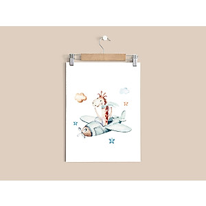 bumbleboo Nistio® Oh The Places You Will Go Nursery Print, Airplane Nursery Prints, Safari Animals Nursery Wall Art, Seuss Nursery Print, Airplane Nursery Wall Art, Unframed, Set of 6 Prints, 8x10