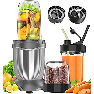 Smoothie Blender, 1000 W Upgraded Compact Personal Blender for Shakes and Smoothies, Juice, Frozen Drinks, Sauces & More, Smoothies Maker with 2 * 26 Oz To-Go Cups, 2*Spout-Lids