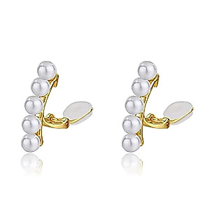 Moepapa Pearl Clip On Earrings Non Pierced Clip Earrings Cuff Jewelry For Women