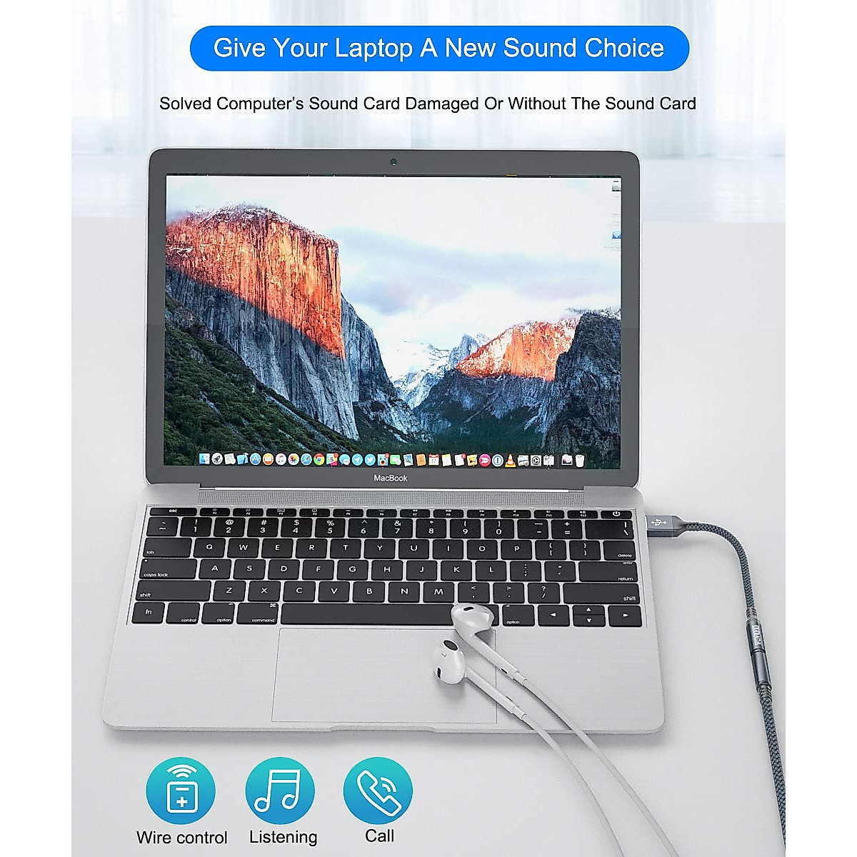 AkoaDa USB to Audio Jack Adapter(18cm), External Sound Card Jack Audio Adapter with 3.5mm Aux Stereo Converter Compatible with Headset,PC, Laptop, Linux, Desktops, PS4 and More Device (Grey)