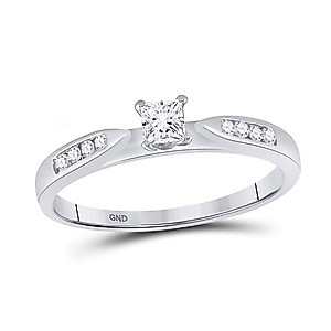 Dazzlingrock Collection 14kt White Gold Womens Princess Diamond Solitaire Bridal Wedding Engagement Ring 1/4 ctw