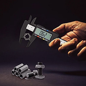 Illumifun Electronic Digital Caliper 6 Inch - Plastic Vernier Caliper, Caliber Measuring Tool, 0-6 Inch/0-150 mm Micrometer Ruler with Large LCD Screen, Auto-Off Featured Calipers (Black)