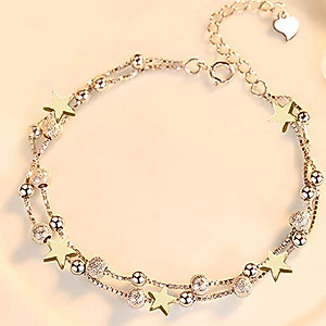 tiggell 50pcs Star Spacer Beads Alloy Charms Pendents Beads for Arts Crafts DIY Bracelet Necklace Earring Jewelry Making Decor (Gold)