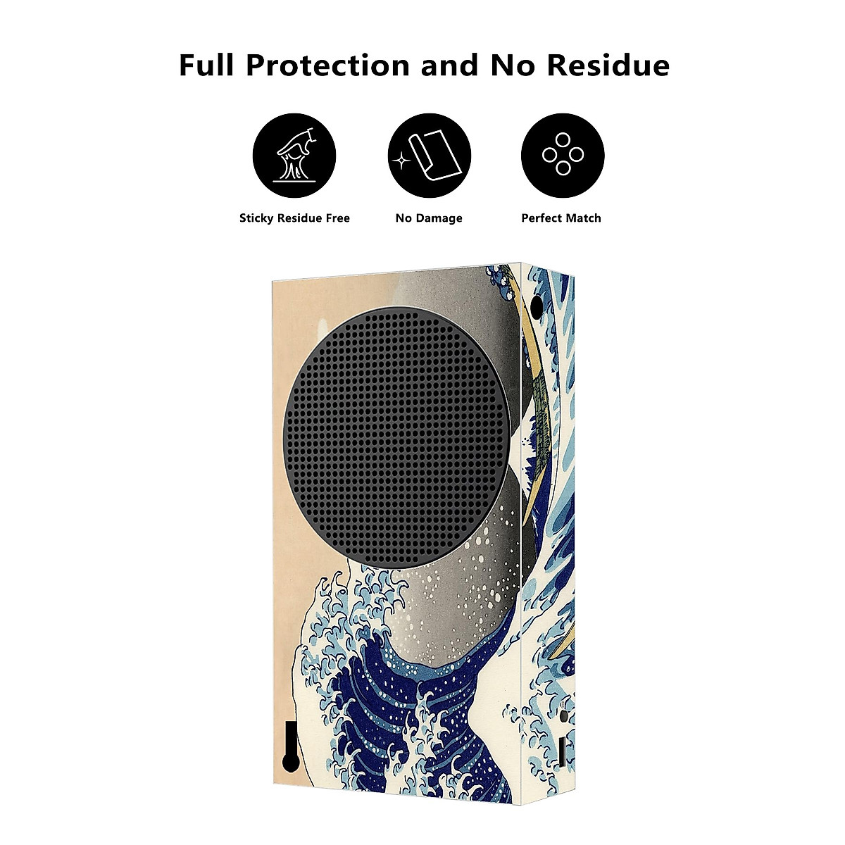 PlayVital The Great Wave Custom Vinyl Skins for Xbox Core Wireless Controller, Wrap Decal Cover Stickers for Xbox Series S Console Controller