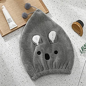 LYSLDH Microfiber Soft and Smooth Dry Hair Towel Cute Rabbit Shower Bandana Home Textile Towel Wearable Towel ( Color : Gray , Size