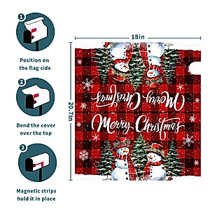 Merry Christmas Mailbox Covers Magnetic Winter Xmas Red Buffalo Plaid Snowman Mailbox Cover Standard Size 18 X 21 Holiday Mailbox Wrap Post Letter Box Cover Decorative for Home Outdoor Garden