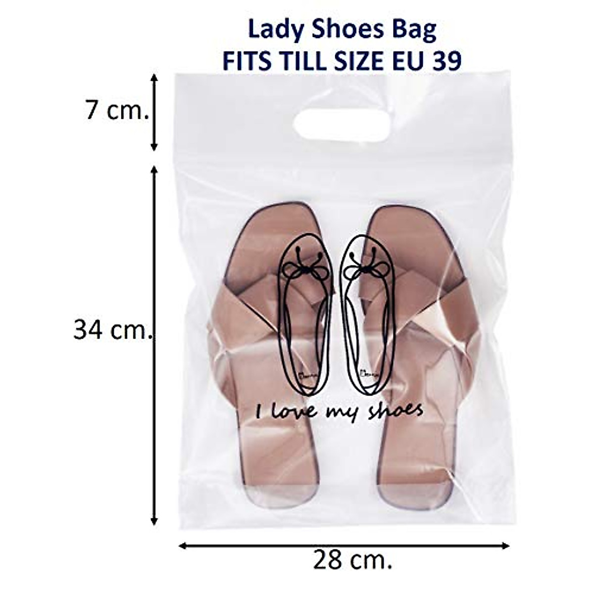 12 pieces of Zipper Heavy duty Clear Plastic Poly Bags Resealable Storage Shoes, Boot, Clothing, Linens, Books, Toys and others, a pleated expandable bottom. (Lady Shoes Bags)
