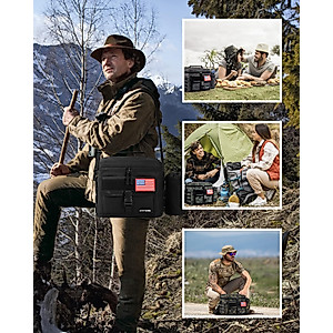 JOYHILL Tactical Lunch Box for Men, Insulated Lunch Bag with Detachable Bottle Pouch Holder, Large Durable Thermal Cooler Bag for Adult, Modern Leakproof Bag for Adult Work, Camping, Picnic, Black