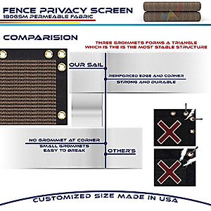 Windscreen4less Fence Privacy Screen 6' x 18', Brown, Heavy Duty Privacy Fencing, Commercial Grade 180 GSM, 95% Privacy Blockage, Mesh Fabric with Brass Gromment - Customized