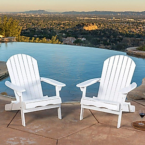 Christopher Knight Home Hanlee Folding Wood Adirondack Chairs, 2-Pcs Set, White