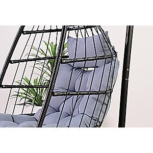 Avenlur Outdoor Patio Hanging Chair - Egg Chair with Stand, Indoor/Outdoor Hanging Chair for Patio Bedroom Balcony (Grey)