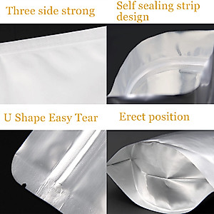 50 Pack 1 QUART Mylar bags for Food Storage With 60 Pack 300cc Oxygen Absorbers Stand-Up Zipper Pouches Resealable for Long Term Food Storage (7" x 10")