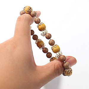 YADOCA 6 Sets Bohemian Wood Beaded Bracelets Set for Women Multilayer Stretch Tassel Bracelets Set Elephant Charm Love Statement Bangles