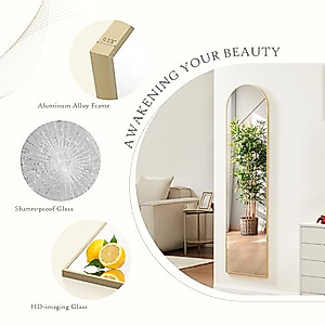 NEWBULIG 59"x16" Full Length Mirror, Floor Mirror Hanging or Leaning, Full Body Mirror with Stand,Wall Mounted Mirror,Gold-Arched