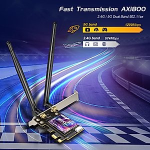 PCIE WiFi 6 Card AX1800M Bluetooth 5.2 Adapter for Desktop PC, EDUP LOVE 2.4GHz/5.8GHz Dual Band Wireless PCI Express Internal Network Card Support Windows 10/11 64-bit