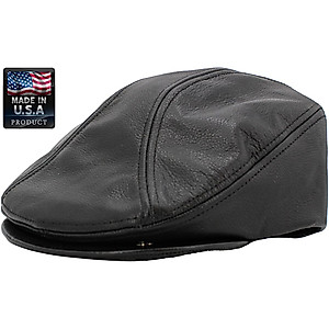 Leather-Ascot BLK L Gatsby Ivy Collection Classic Newsboy Cabbie Applejack Leather Hats Caps