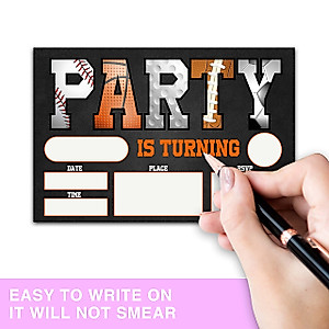 ONDTOM Sports Birthday Party Invitations With Envelopes(4" x 6")- 20 Pack - Basketball Football Soccer All Star Sports Style Birthday Invites-c13