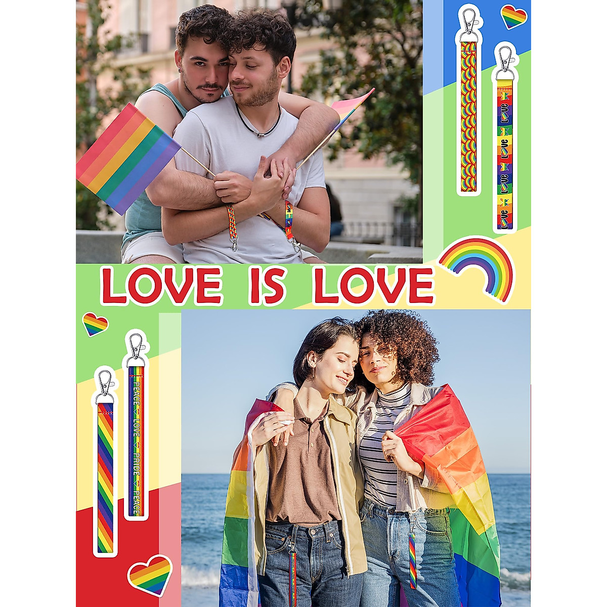 Henoyso 120 Pcs Rainbow Pride Lanyard Keychains Bulk Gay Pride Key Chain LGBT Pride Gift Love Wins Pride Flag Key Rings Pride Accessories for LGBTQ Gay Lesbian Bisexual Pride Day Pride Month Supplies