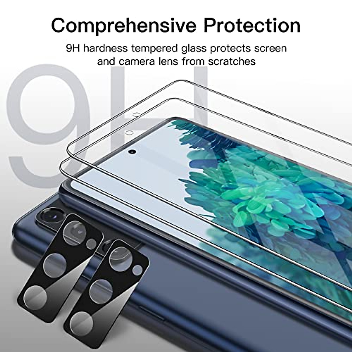 JETech Screen Protector for Samsung Galaxy S20 FE 6.5-Inch with Camera Lens Protector, Tempered Glass Film, Fingerprint ID Compatible, HD Clear, 2-Pack Each