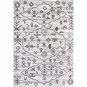 nuLOOM Rhonda Machine Washable Global Inspired Moroccan Area Rug, 3' 3" x 5', Grey