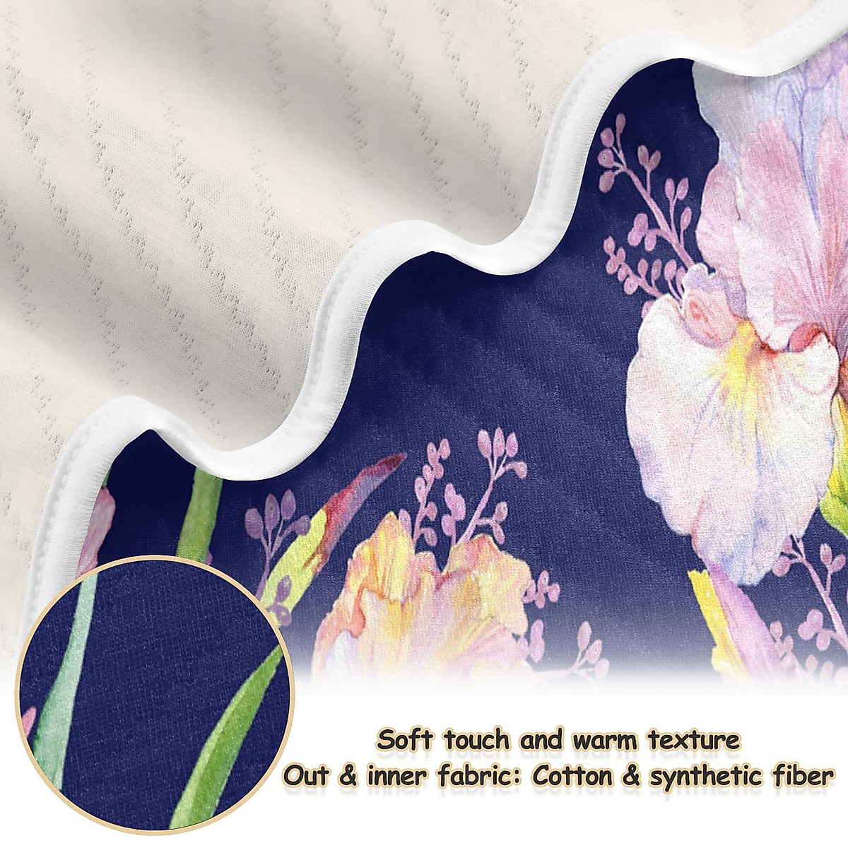 Kigai Hummingbird Iris Flower Baby Blanket, Cozy Throw Blankets for Newborn Infant and Toddler, Soft and Warm Receiving Baby Blanket for Crib Stroller