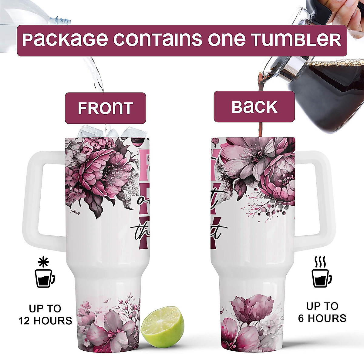 Fancyfams - Christian Gifts for Women Faith, 40 oz Tumbler Travel Mug - Birthday & Religious Gifts, Inspirational Best Friend Tumbler (Pray - 40oz)