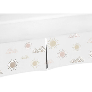 Sweet Jojo Designs Boho Desert Sun Girl Baby Nursery Crib Bed Skirt Dust Ruffle - Blush Pink Mauve Gold Taupe Bohemian Watercolor Mountains Southwest Nature Outdoors Minimalist Geometric