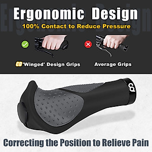 CyclingDeal Mountain Bike Grips Bicycle Handlebar Grips - Ergonomic Bike Grips Anti-Slip Design for MTB Grips - Soft Gel Bike Handlebar Grips - Quality Bike Handle Grips - Classic Grips