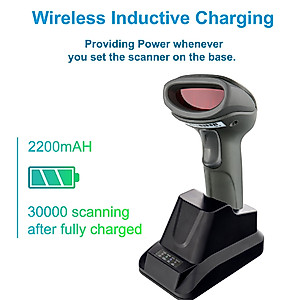 LS-PRO Wireless Barcode Scanner with USB Cradle Receiver Charging Base, 2.4GHz Handheld 1D Cordless Laser Barcode Reader, UP to 150Ft Transmission Range, long-life Battery 2200mAh, 1 Year Warranty.