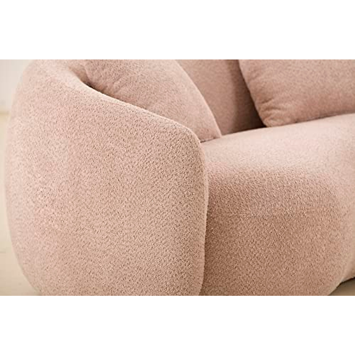 ERYE 93.6" Teddy Boucle Fabric Cloud Leisure Modern Comfy 4 Seaters Half-Moon Curved Couch,Beautiful Freestanding Sofa Perfect Shape More Decorative for Home Office Apartment Living Room, Pink