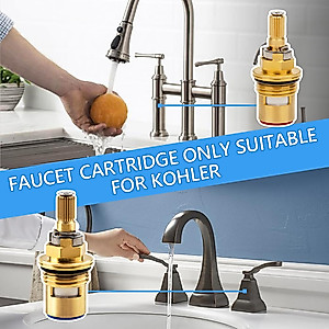 Cartridge for Kohler K-GP77005-RP & K-GP77006-RP Faucet Ceramic Valve, Hot and Cold Faucet Cartridge Replacement Parts, 2 Pack Ceramic Valve Replacement - Brass