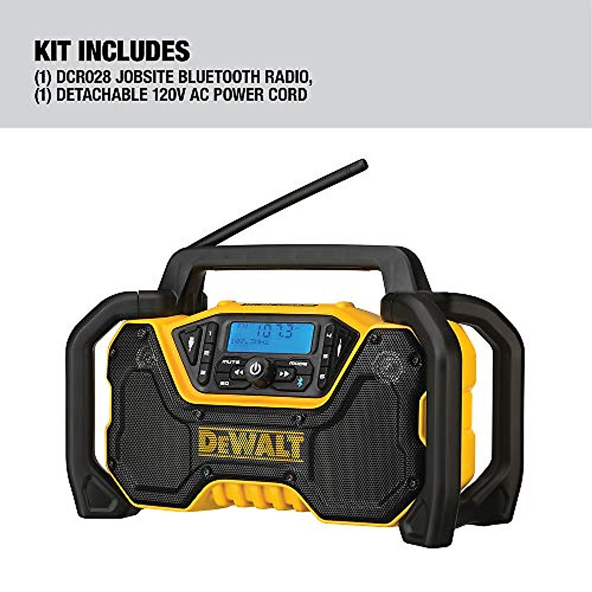 DEWALT 12V/20V MAX* Portable Radio, Bluetooth, Cordless, Jobsite, Tool Only (DCR028B) , Black