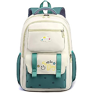 Makukke Backpack for Girls Kids, Cute Kawaii School Bag Lightweight Bookbag Backpack for Middle & High School with Anti Theft Pocket,Beige Backpack