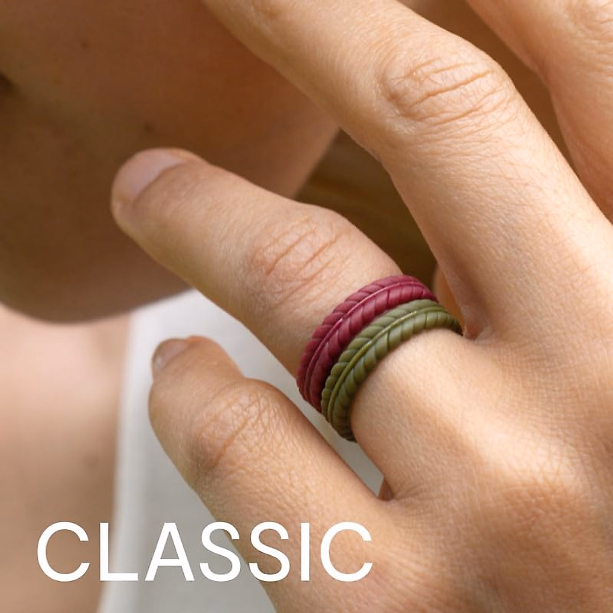 ROQ Silicone Rubber Wedding Ring for Men, Comfort Fit, Men's Wedding Band, Breathable Rubber Engagement Band, 8mm Wide 2mm Thick, Dome Style Middle Line, Solid Stripes, Single, Black & Red, Size 8