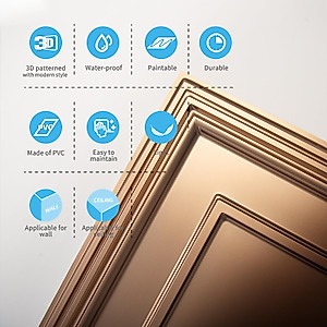 Art3d Drop Ceiling Tiles, 24x48in. Bronze (12-Pack)