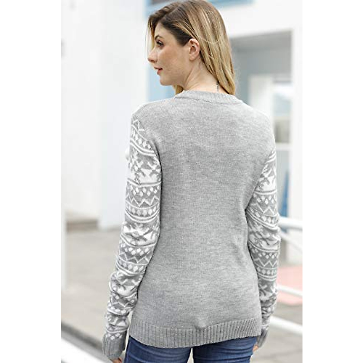 Viottiset Women's Ugly Christmas Xmas Pullover Knitted Sweater Grey Funny Squirrel M